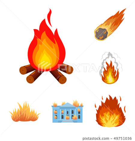 Isolated object of fire and flame sign. Set of... - Stock Illustration ...