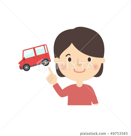 Woman: girl pointing hand check pose car car - Stock Illustration ...