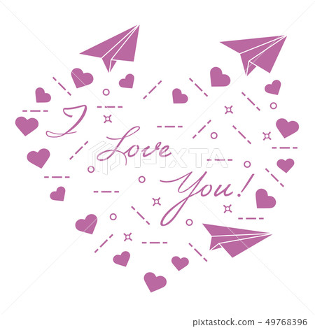 Paper airplane, hearts Valentine's Day. - Stock Illustration [49768396 ...