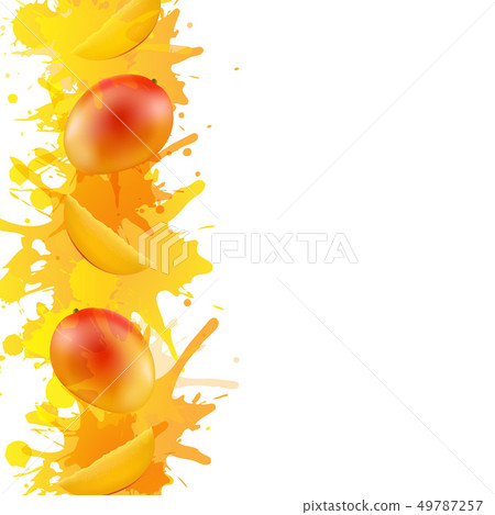 Mango Border With Paint White Background - Stock Illustration [49787257 ...