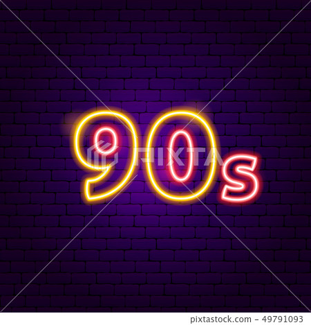 90s Neon Label - Stock Illustration [49791093] - PIXTA