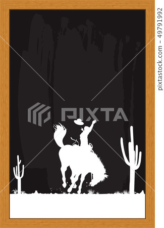 Rodeo cowboy riding wild horse - Stock Illustration [49791992] - PIXTA