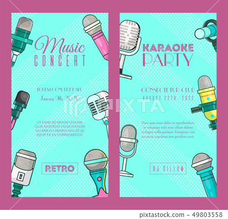 Microphone set of banners vector illustration.... - Stock Illustration ...