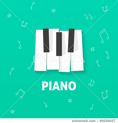 Piano keys vector flat logo isolated on green... - Stock Illustration ...