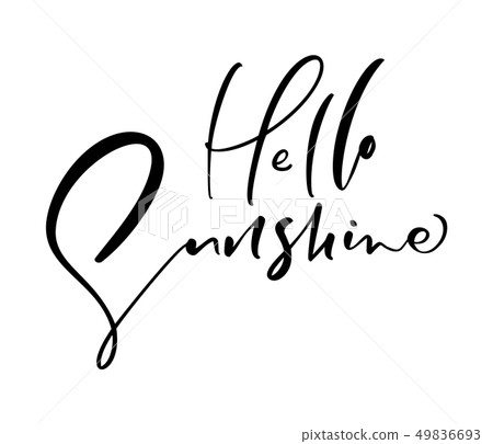 Cute Hello sunshine hand drawn lettering... - Stock Illustration ...