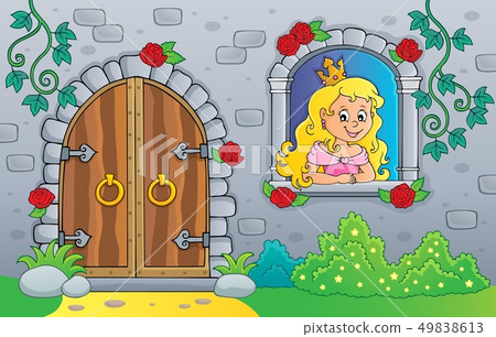 Princess in window and old door - Stock Illustration [49838613] - PIXTA