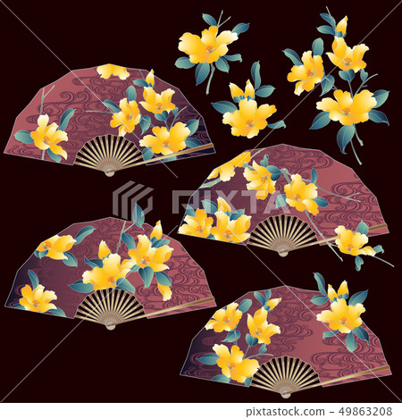 Floral Pattern Fan Illustration, - Stock Illustration [49863208] - PIXTA