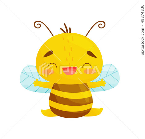 Bee in cartoon style. Humanized bee sits.... - Stock Illustration ...