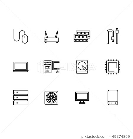 Simple set symbols computer hardware and... - Stock Illustration ...