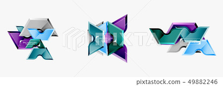 Techno geometric shapes abstract banner design-插圖素材 [49882246] - PIXTA圖庫
