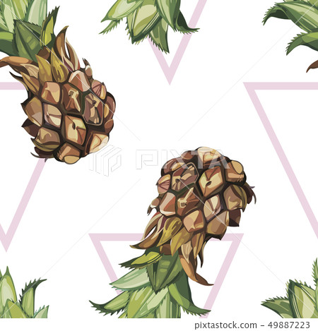 Seamless pattern with tropical Ananas. Element... - Stock Illustration ...