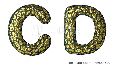 Realistic 3D letter set C, D made of gold... - Stock Illustration ...