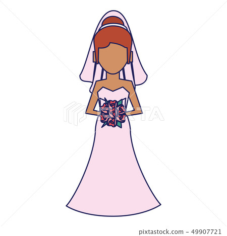 Wedding bride avatar cartoon blue lines - Stock Illustration [49907721 ...