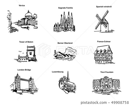Tourist Attractions in Europe-Pict - Stock Illustration [49908758] - PIXTA