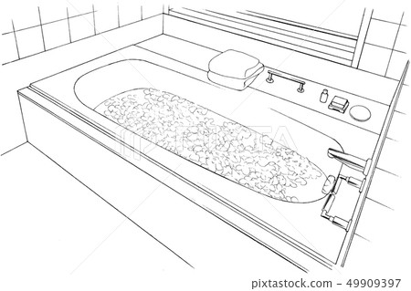 Manga style pen drawing illustration resort hotel - Stock Illustration ...