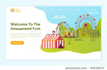 Welcome to Amusement Park Online Website with Text - Stock Illustration ...