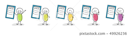 Hand drawn stickmen with to do list and copyspace. - Stock Illustration ...