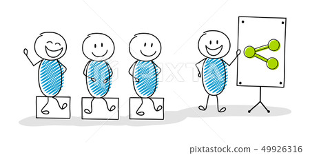 Leader concept - cartoon stickmen with share icon. - Stock Illustration ...