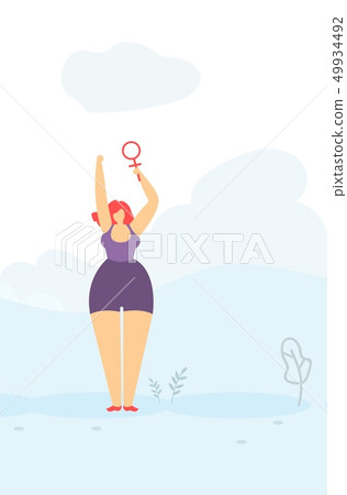 Woman Holding Female Sign Feminist Banner Template - Stock Illustration ...