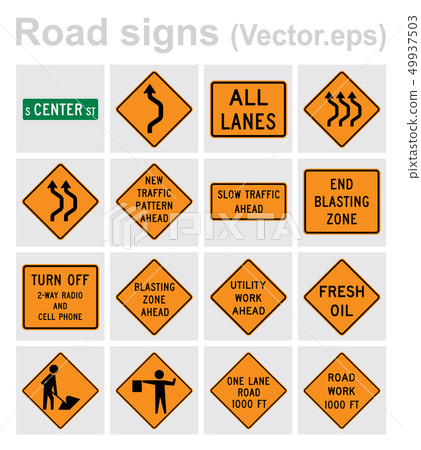 Traffic sign road concept design set. Illustration - Stock Illustration ...