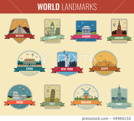 World landmark icons Images - Search Images on Everypixel