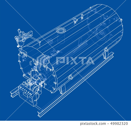 Industrial boiler outline. Vector rendering of 3d - Stock Illustration ...