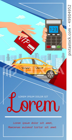 Vip Card, Taxi Service Flat Vector Illustration - Stock Illustration ...
