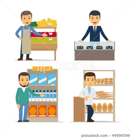 Seller at the counter vector illustration-插圖素材 [49990599] - PIXTA圖庫