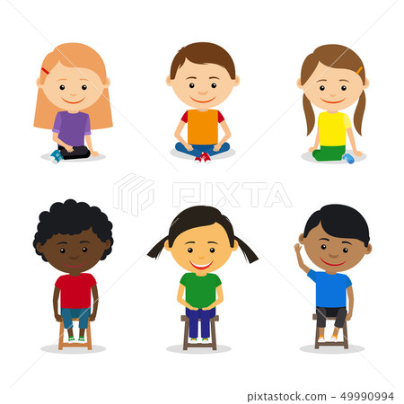 Little kids sitting-插圖素材 [49990994] - PIXTA圖庫