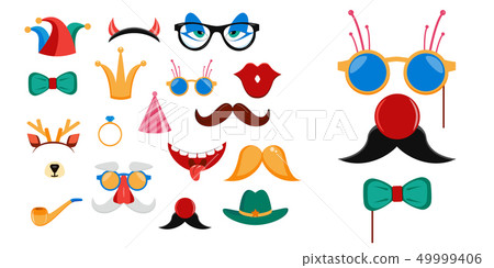 Big photo booth props set for birthday or fun... - Stock Illustration ...