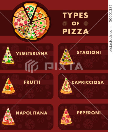 Pizzeria Assortment Flat Vector Menu Template - Stock Illustration ...