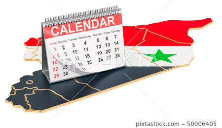 Desk calendar on the map of Syria. 3D rendering - Stock Illustration ...