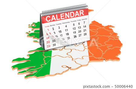 Desk calendar on the map of Ireland. 3D rendering - Stock Illustration ...