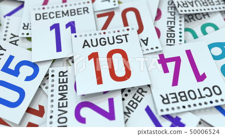 August 10 date on emphasized calendar page, 3D... - Stock Illustration ...