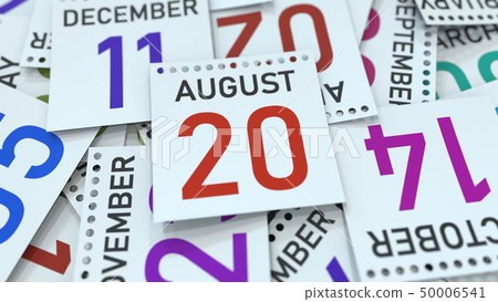August 20 date on calendar page. 3D rendering - Stock Illustration ...