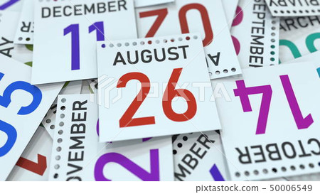 August 26 date on calendar leaf. 3D rendering - Stock Illustration ...