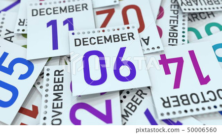 December 6 date on emphasized calendar page, 3D... - Stock Illustration ...