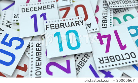 Calendar page shows February 10 date. 3D rendering - Stock Illustration ...