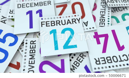 February 12 date on emphasized calendar page,... - Stock Illustration ...