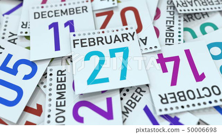 Calendar page shows February 27 date, 3D rendering - Stock Illustration ...