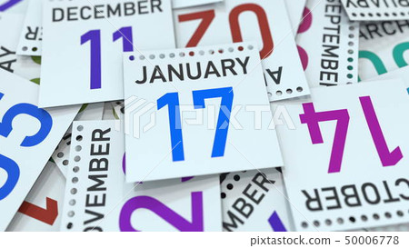 January 17 date on calendar page. 3D rendering - Stock Illustration ...