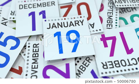 January 19 date on emphasized calendar page, 3D... - Stock Illustration ...