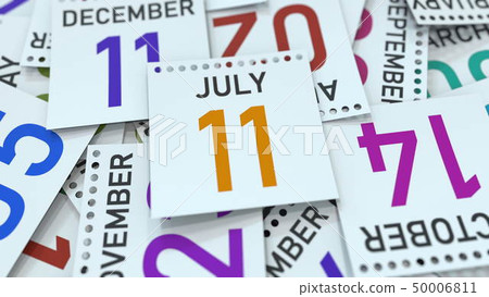Calendar page shows July 11 date. 3D rendering - Stock Illustration ...
