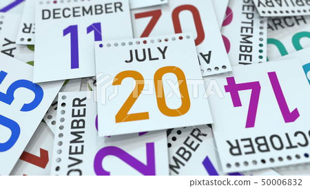 July 20 date on emphasized calendar page, 3D... - Stock Illustration ...