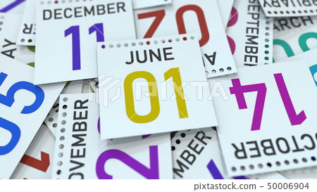 Calendar page shows June 1 date. 3D rendering - Stock Illustration ...