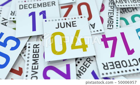 June 4 date on emphasized calendar page, 3D... - Stock Illustration ...