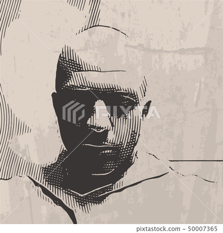 Grunge portrait of a guy on a white background - Stock Illustration ...