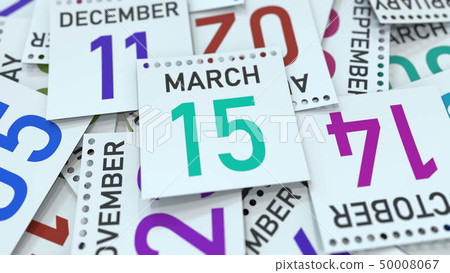 Calendar page shows March 15 date, 3D rendering - Stock Illustration ...