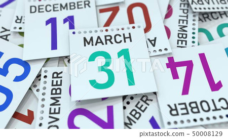 Calendar leaf with March 31 date, 3D rendering - Stock Illustration ...