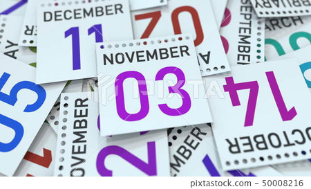 Calendar leaf with November 3 date, 3D rendering-插圖素材 [50008216] - PIXTA圖庫